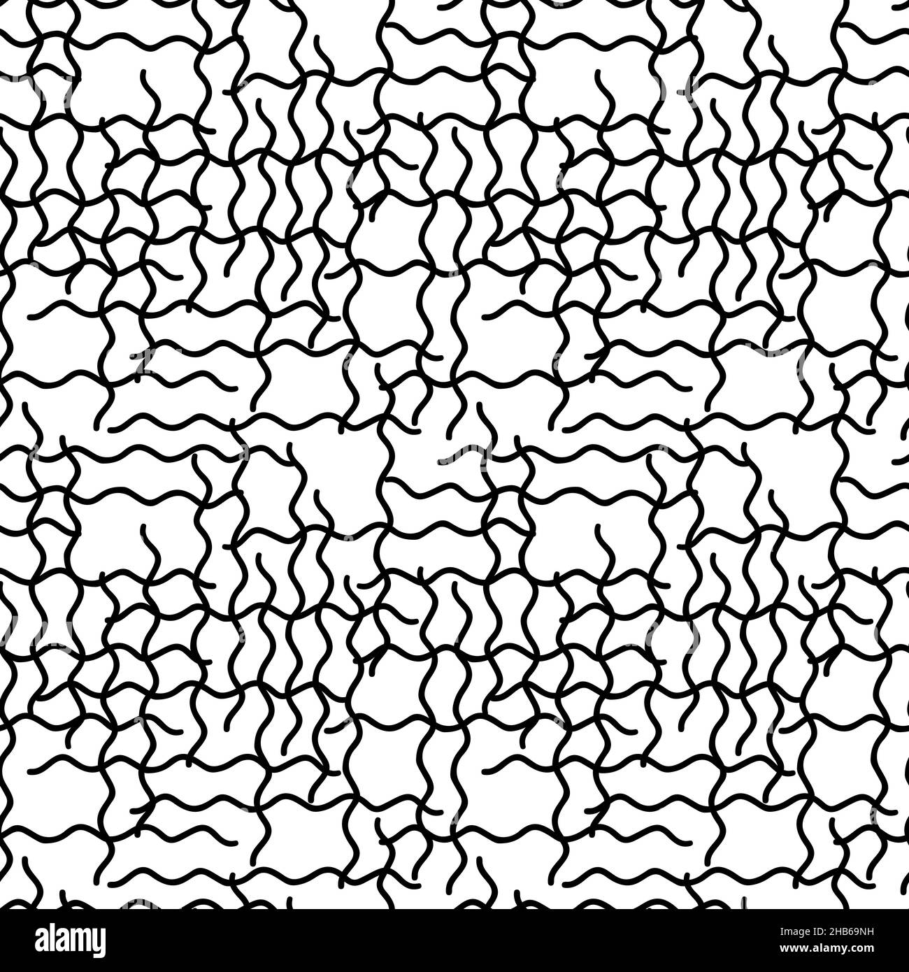Abstract hand drawn seamless pattern, black and white broken line check ...