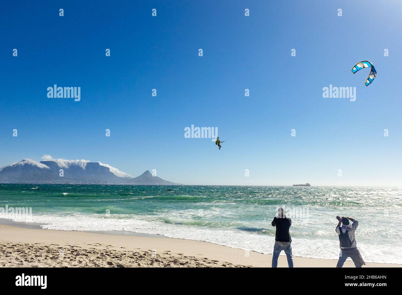 Kitesurfers competing at the Red Bull King of the Air 2021 in Blouberg ...