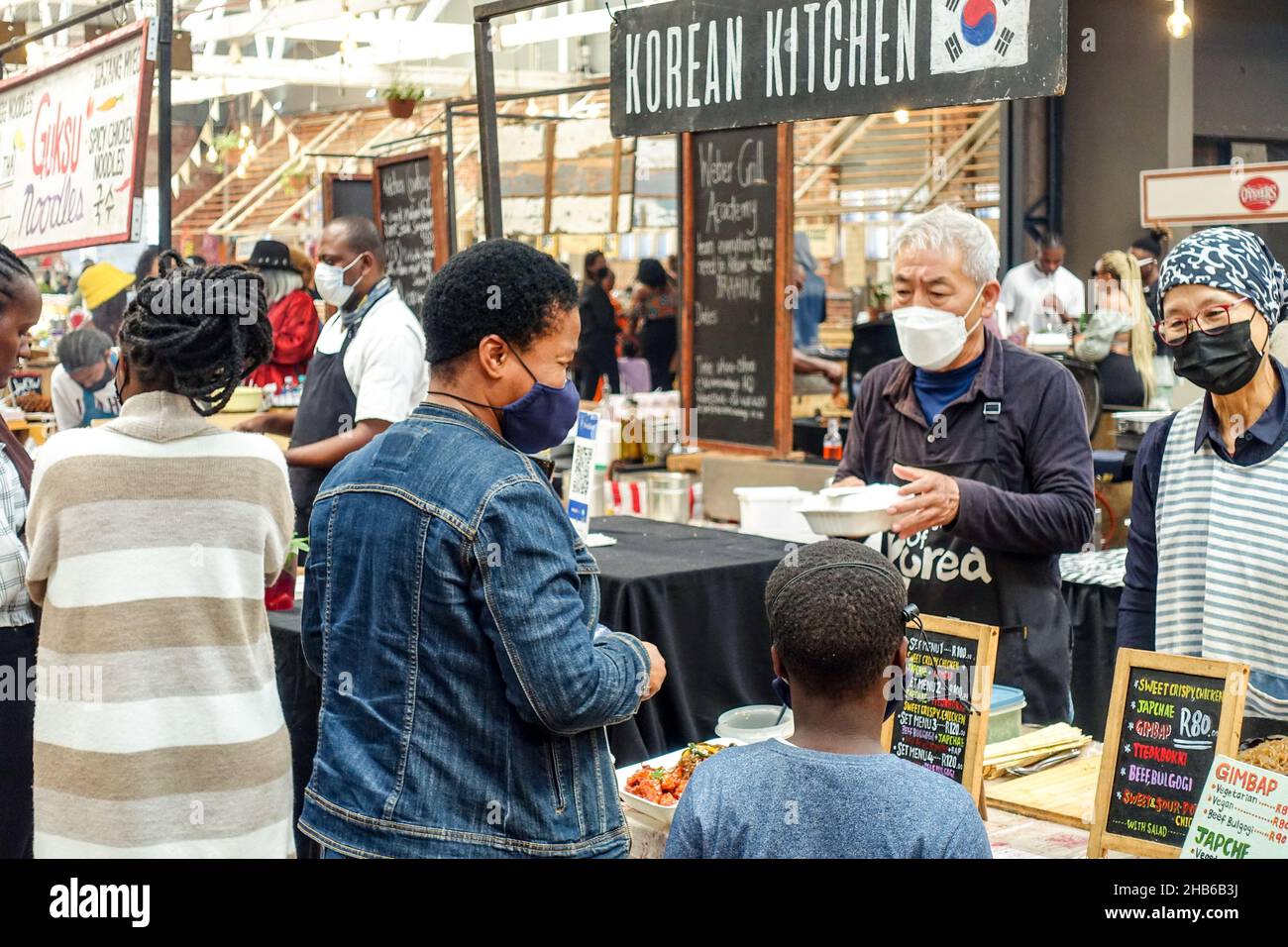 Food stalls at the Neighbourgoods market in Cape Town, South Africa ...