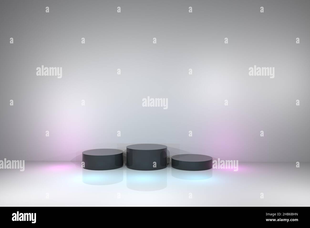 The Three-step pedestal. 1 2 3 place. Pedestal concept. Black platforms ...