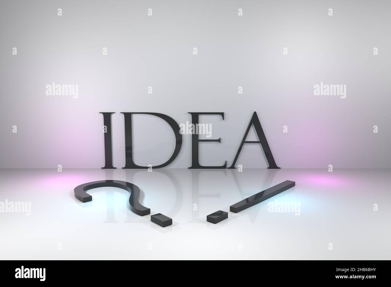 The Idea word with question and exclamation mark lying on the floor ...