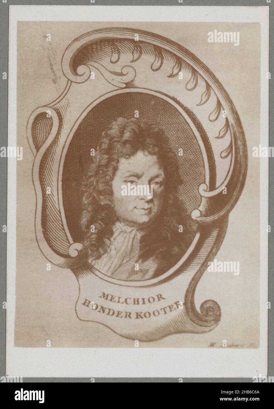 Photoreproduction of an engraved portrait of Melchior de Hondecoeter ...