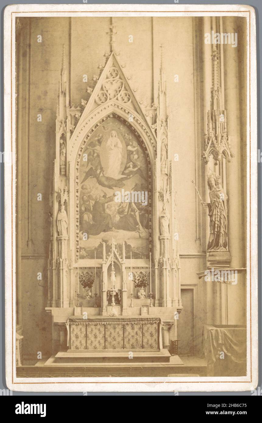 Gothic reredos in church, anonymous, c. 1870 - c. 1890, paper, albumen ...