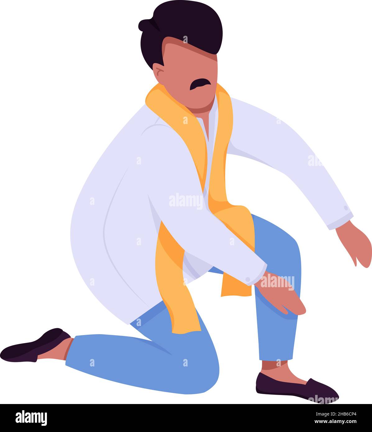 Man sitting down semi flat color vector character Stock Vector Image ...