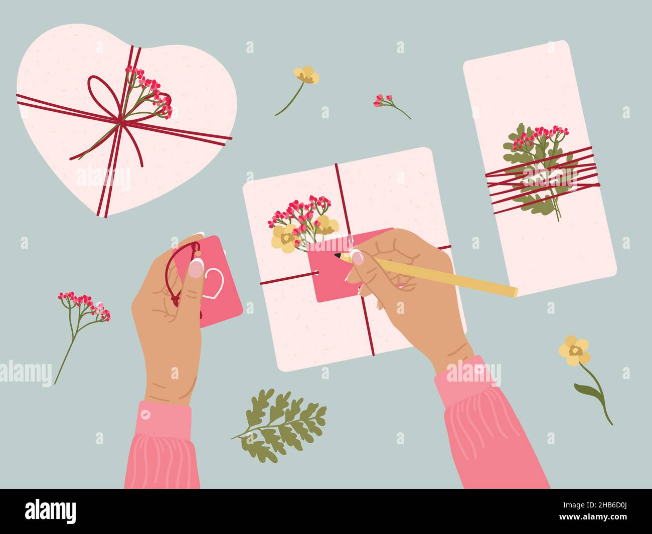 Wrapped gift on table Stock Vector Images - Alamy