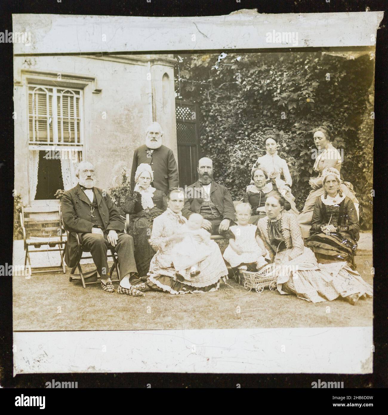 Portrait group photograph three generations prosperous middle-class ...