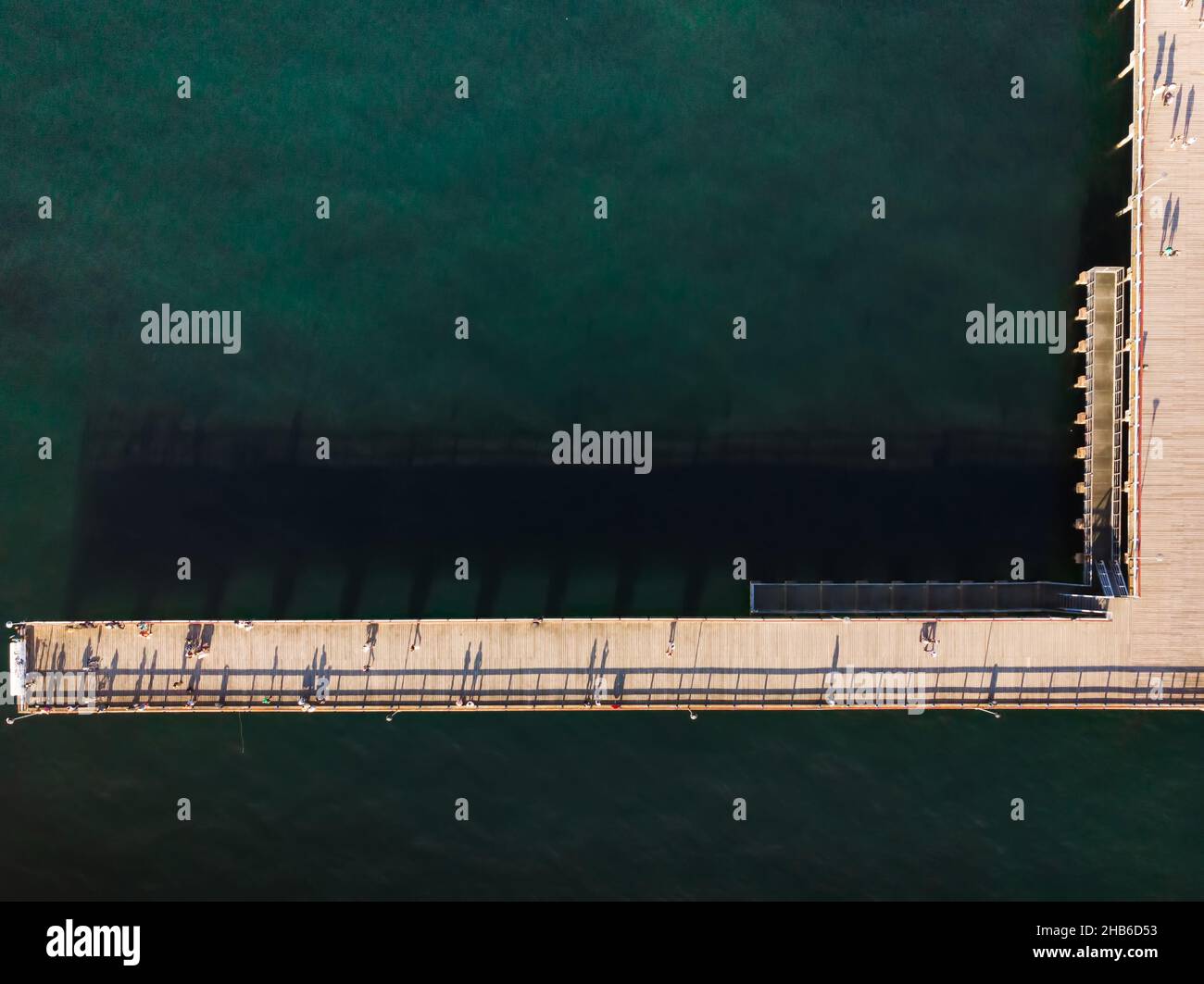 Aerial view pedestrians walking on Palanga pier bridge - famous ...