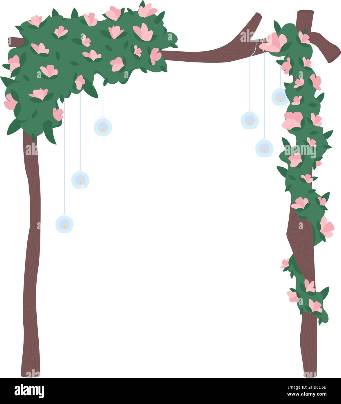 Decorative gate with flowers semi flat color vector object Stock Vector ...