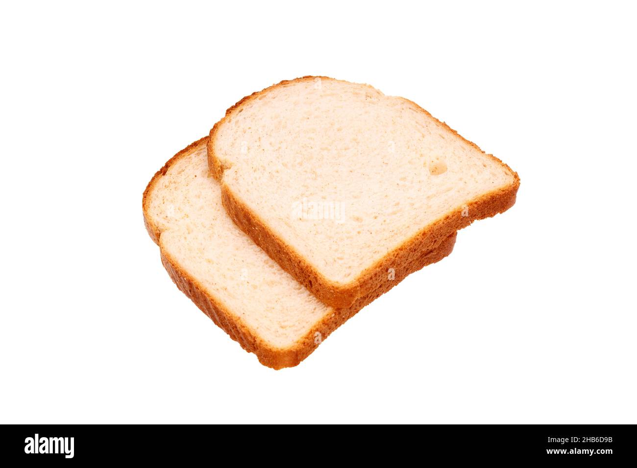 two slices of wheat bread isolated on white background. side view. High ...