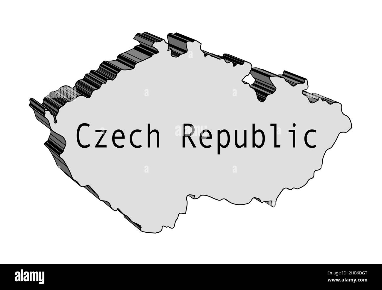 Outline 3D map of the Czech Republic isolated over a white background ...