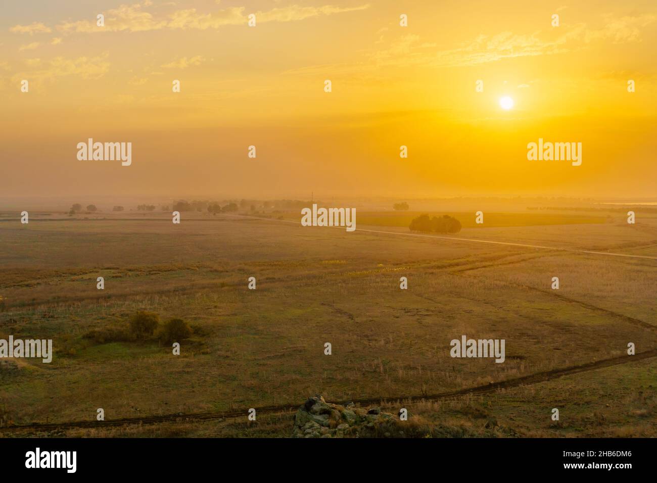 Sunset view of the Golan Height landscape. Northern Israel Stock Photo ...