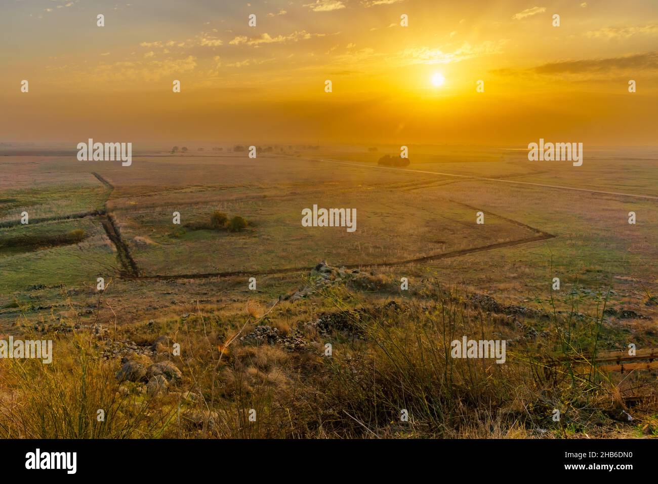 Sunset view of the Golan Height landscape. Northern Israel Stock Photo ...