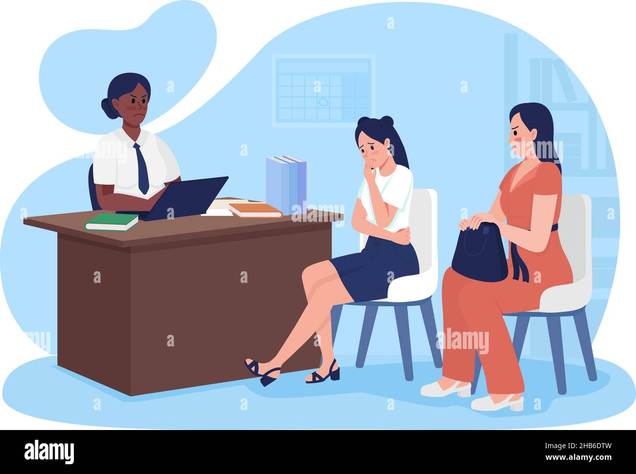 Bad behavior at school 2D vector isolated illustration Stock Vector ...