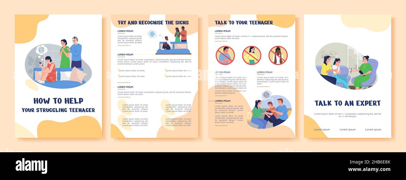 How to help struggling teenager flat vector brochure template Stock ...