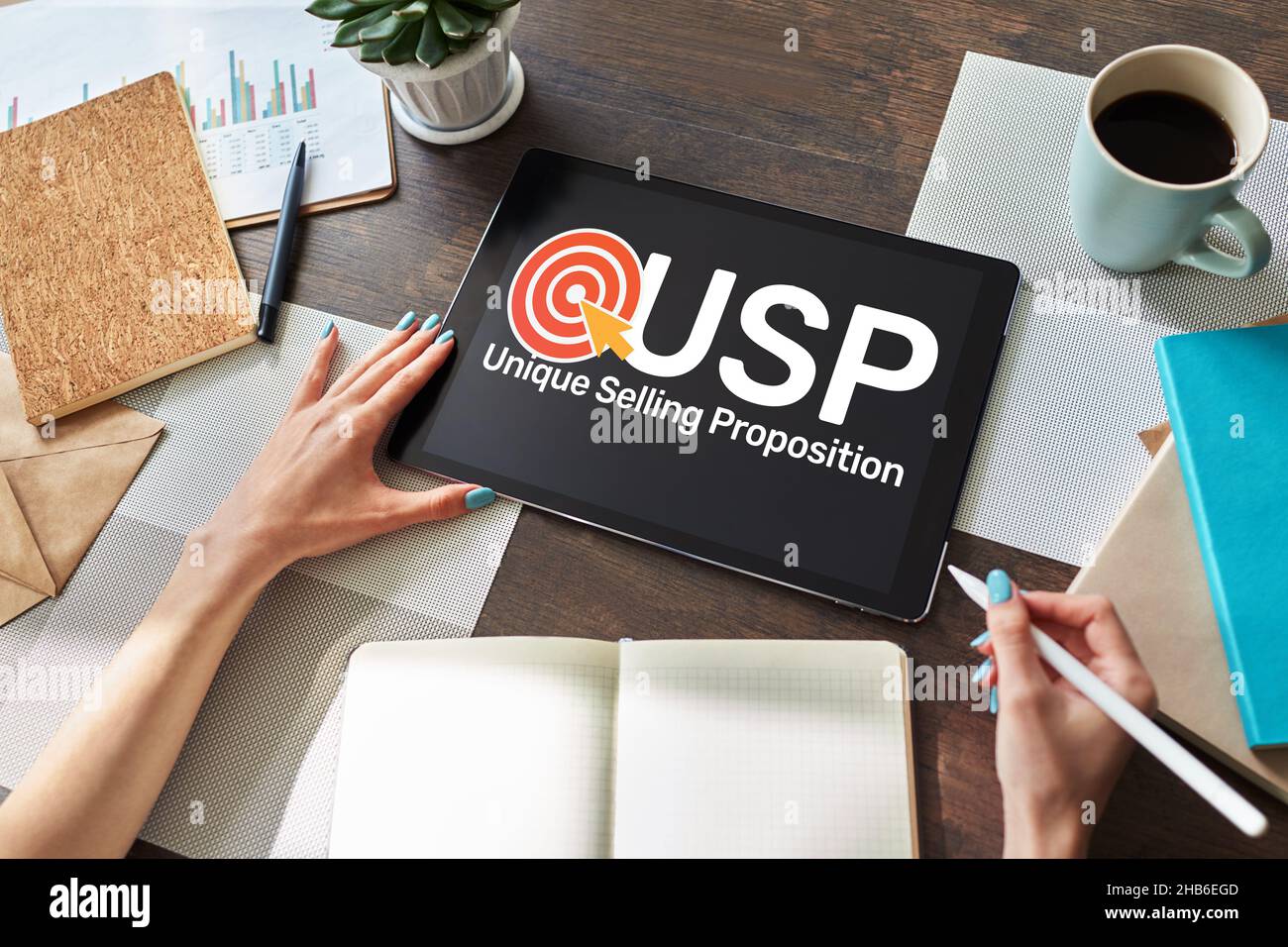 USP - Unique selling propositions. Business and finance concept on ...