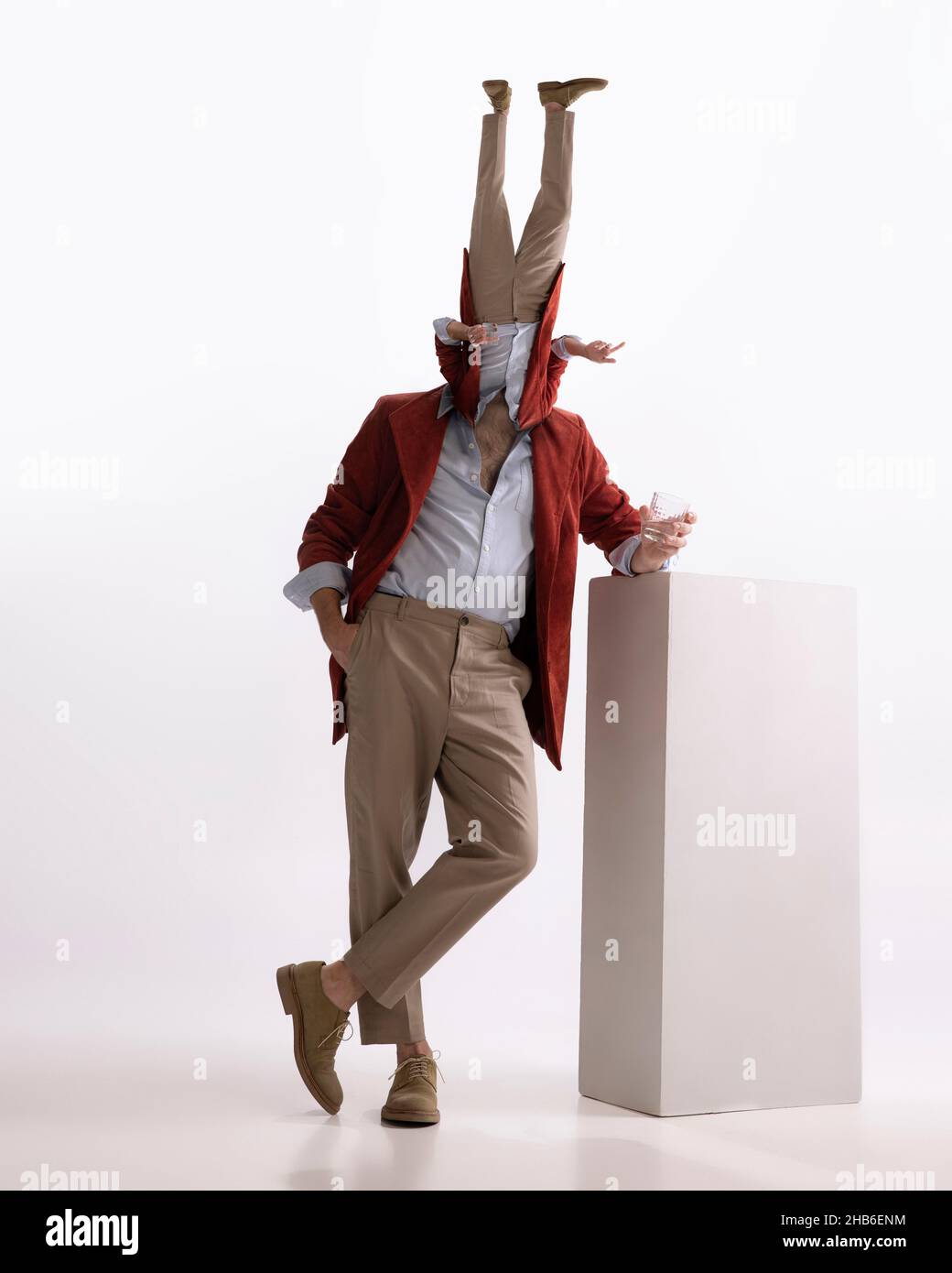 Surreal artwork with portrait of young man, dandy, dude dressed in 50s ...