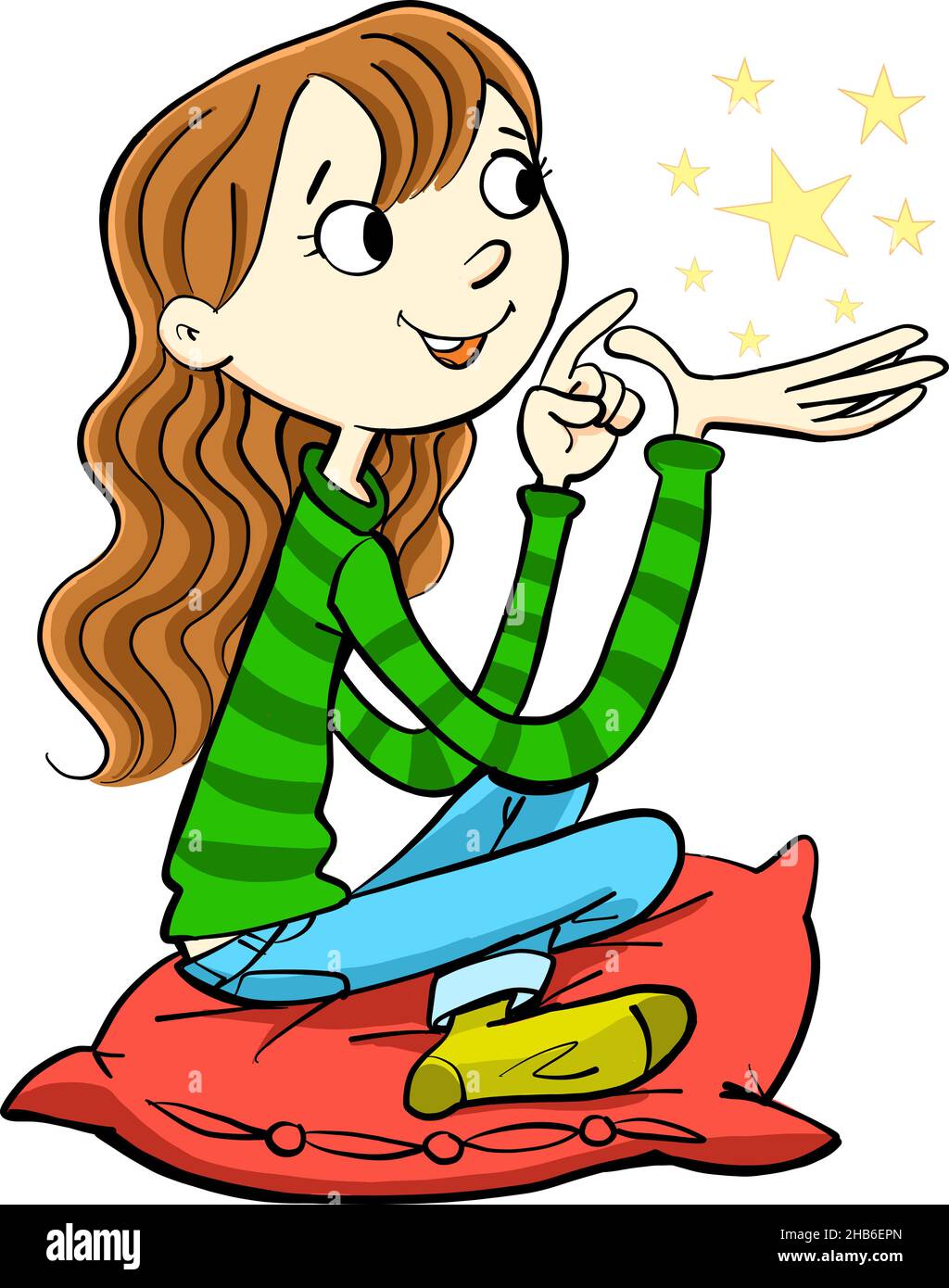 girl counting magic stars in the palm of her hand Stock Photo - Alamy