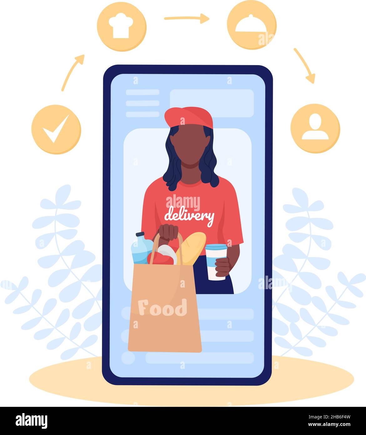 Tracking delivery on mobile flat concept vector illustration Stock ...