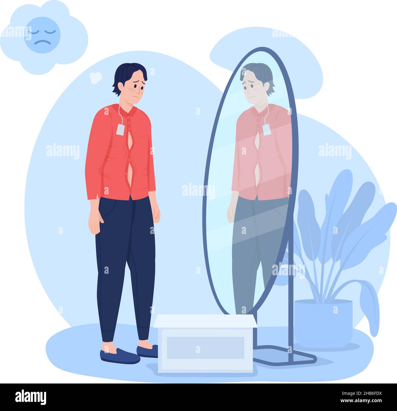 Poor fitted clothing 2D vector isolated illustration Stock Vector Image ...