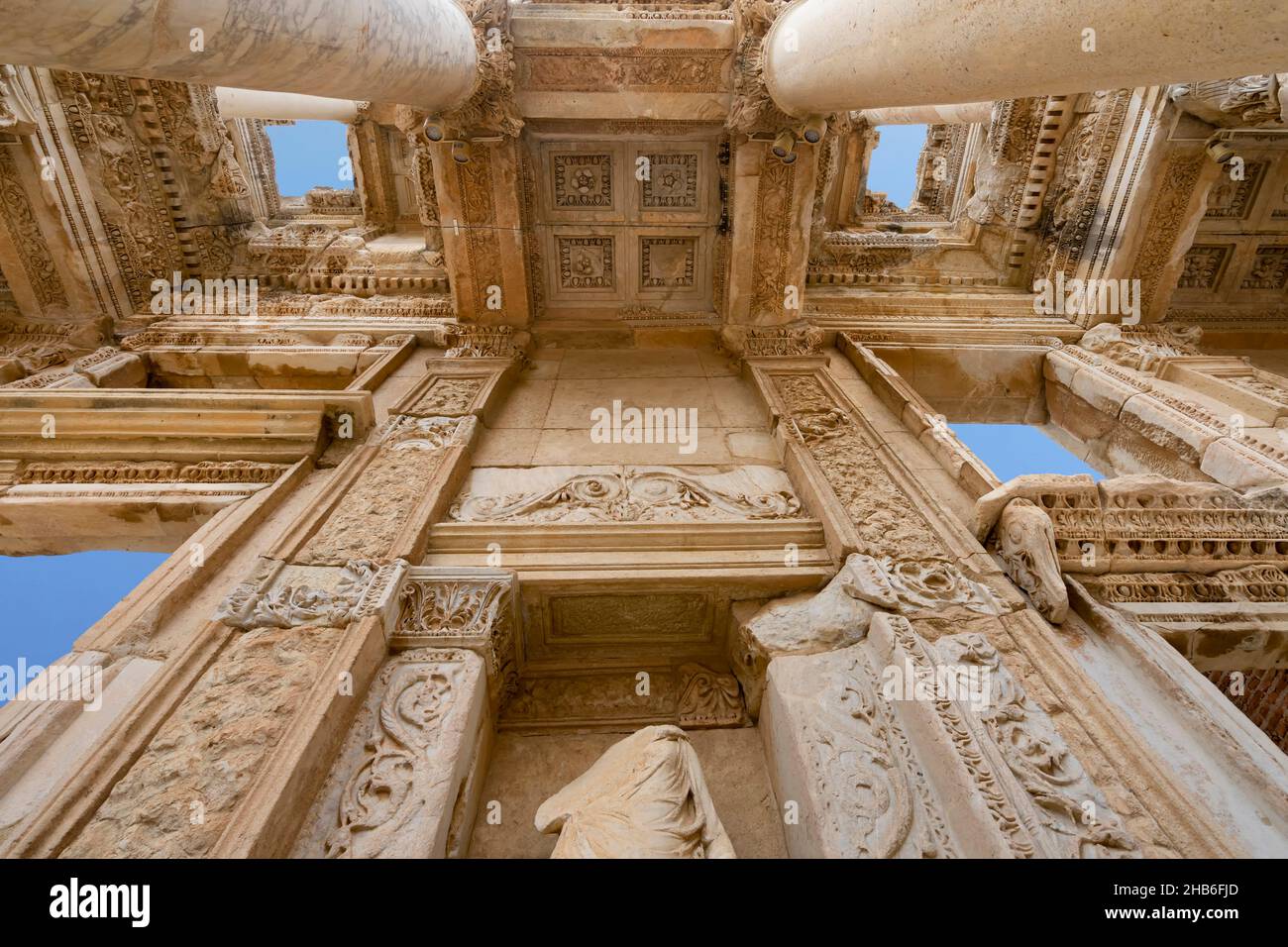 Detailed view of Celsus Library in the Ephesus Ancient City (Efes ...