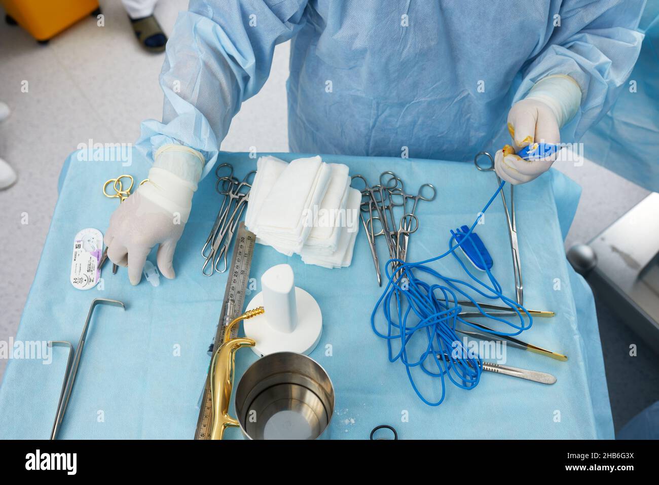 Surgical instruments in operating room on table Stock Photo - Alamy