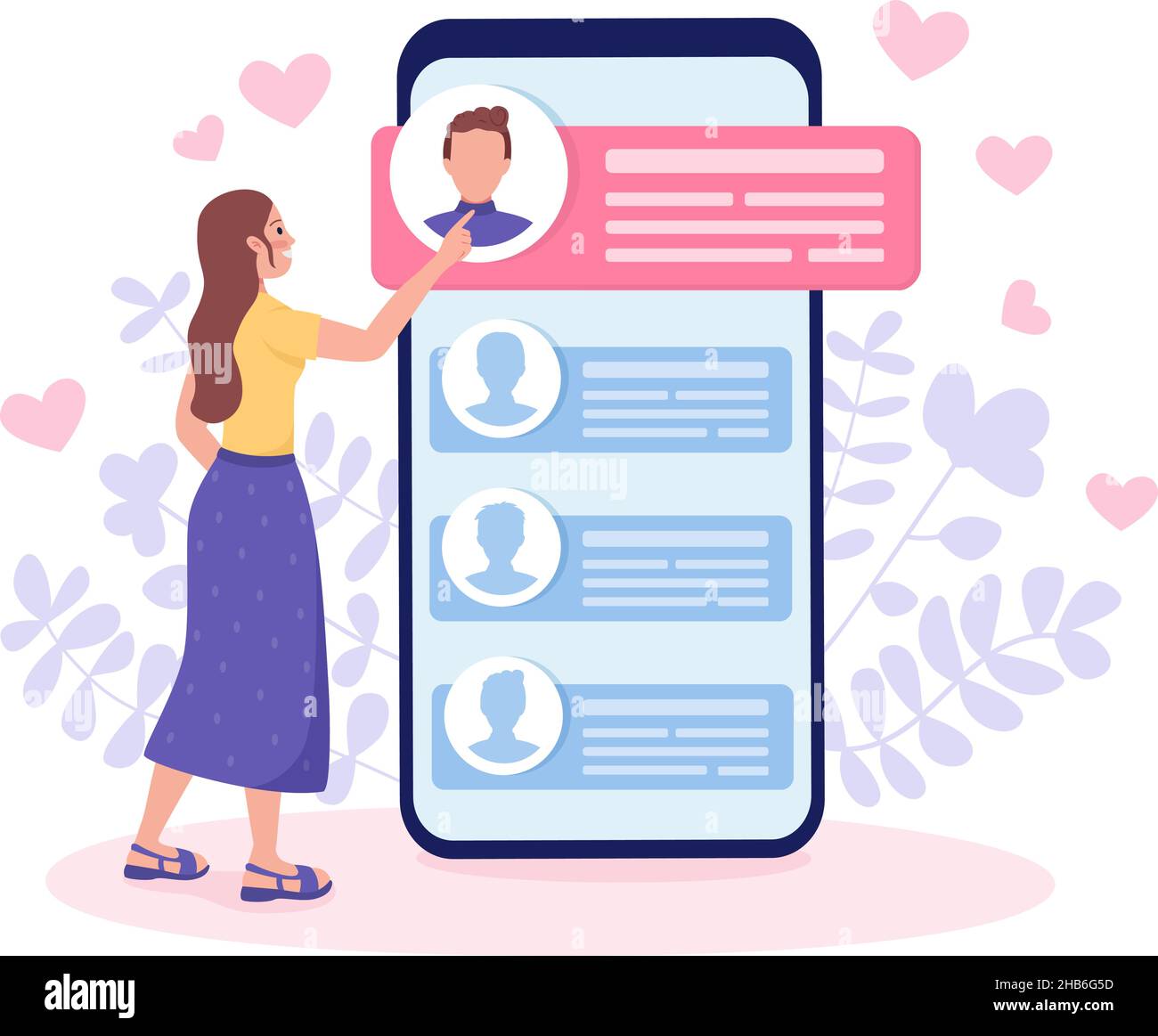 Choosing perfect partner for dating flat concept vector illustration ...