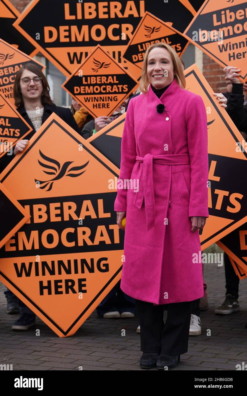 Newly elected MP Helen Morgan in Oswestry, Shropshire, following her ...