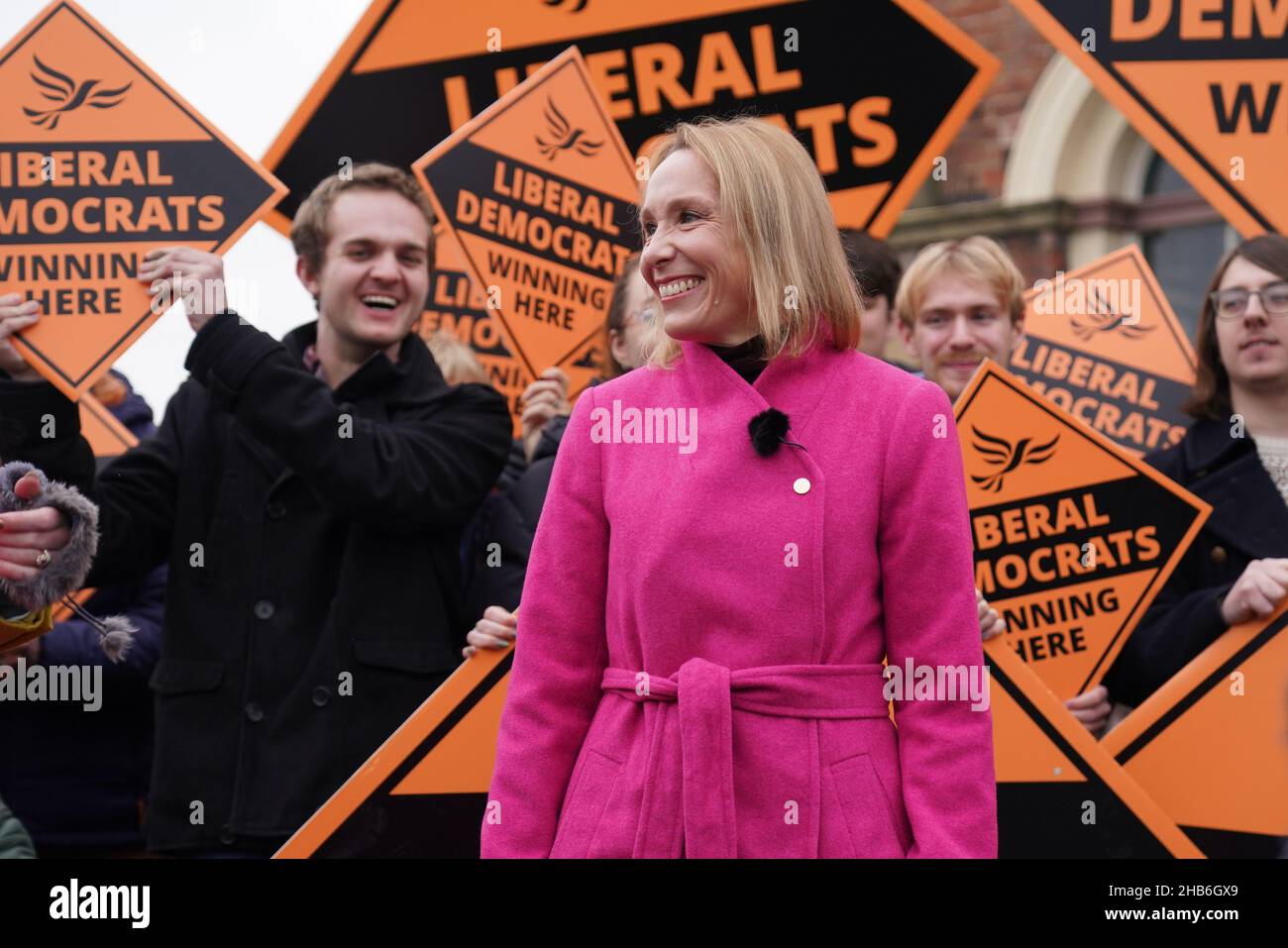 Newly elected MP Helen Morgan in Oswestry, Shropshire, following her ...