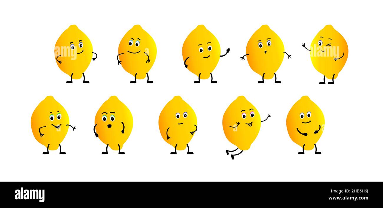 Set Cartoon character Lemon, With different emotions. character Lemon ...