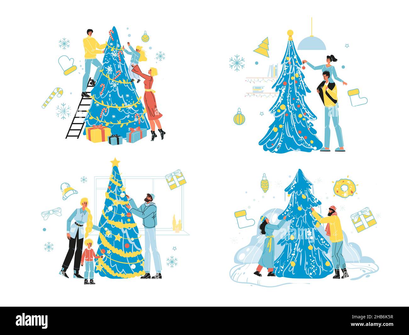 Child decorating the christmas tree Stock Vector Images - Alamy