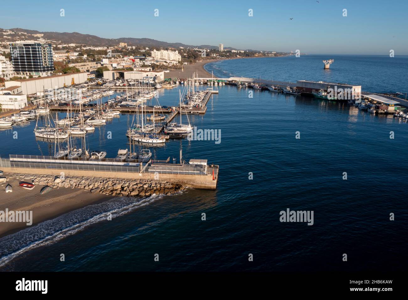 aerial view of the fishing harbour Marbella, Andalusia Stock Photo - Alamy