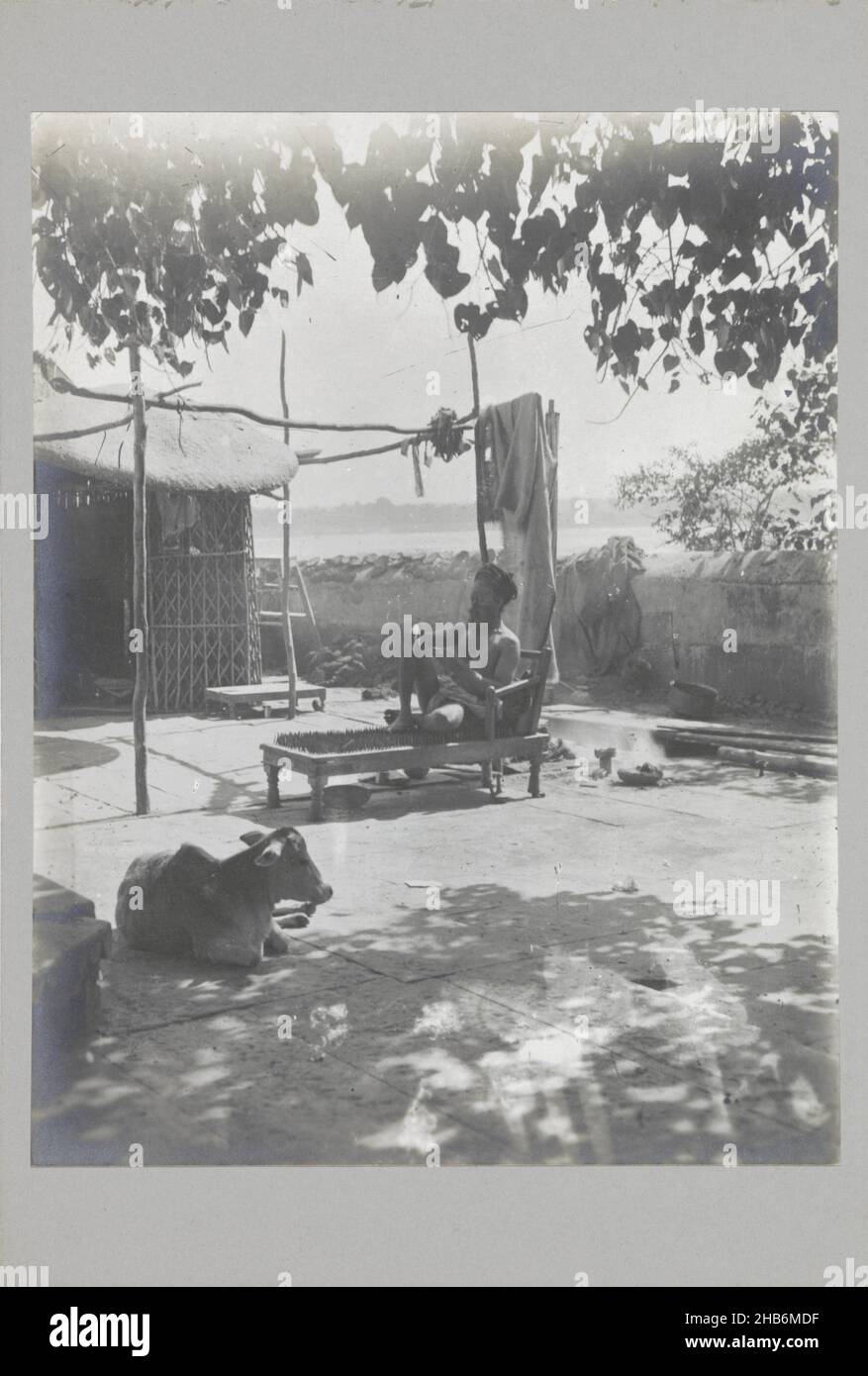 Fakir sitting on bed of nails, anonymous, Benares, c. 1895 - c. 1915 ...