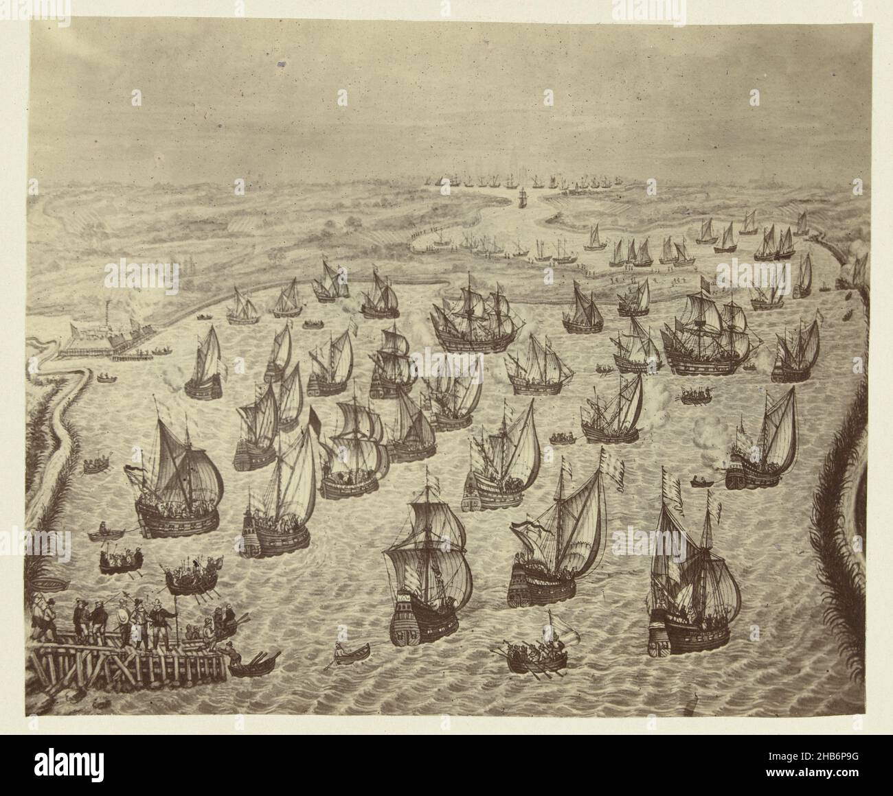 Battle of Lillo, Tapestry depicting the naval battle at Lillo on Whit ...