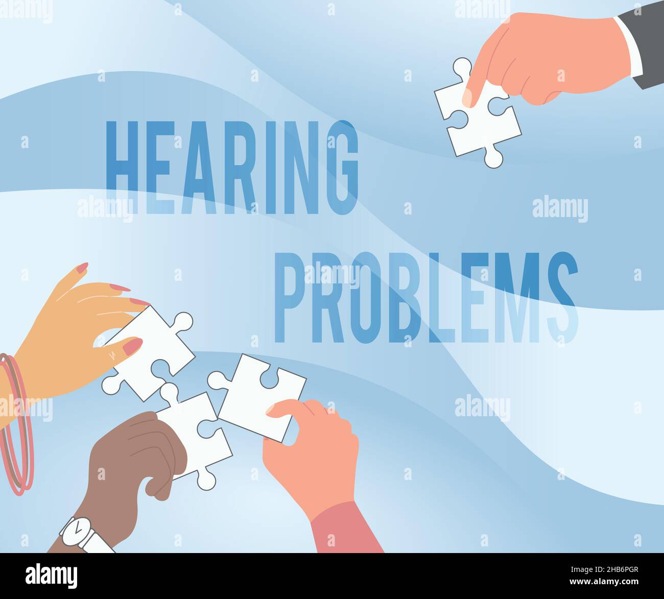 Text caption presenting Hearing Problems. Word Written on is partial or ...