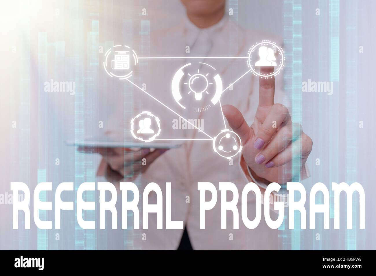 Hand writing sign Referral Program. Business showcase sending own ...