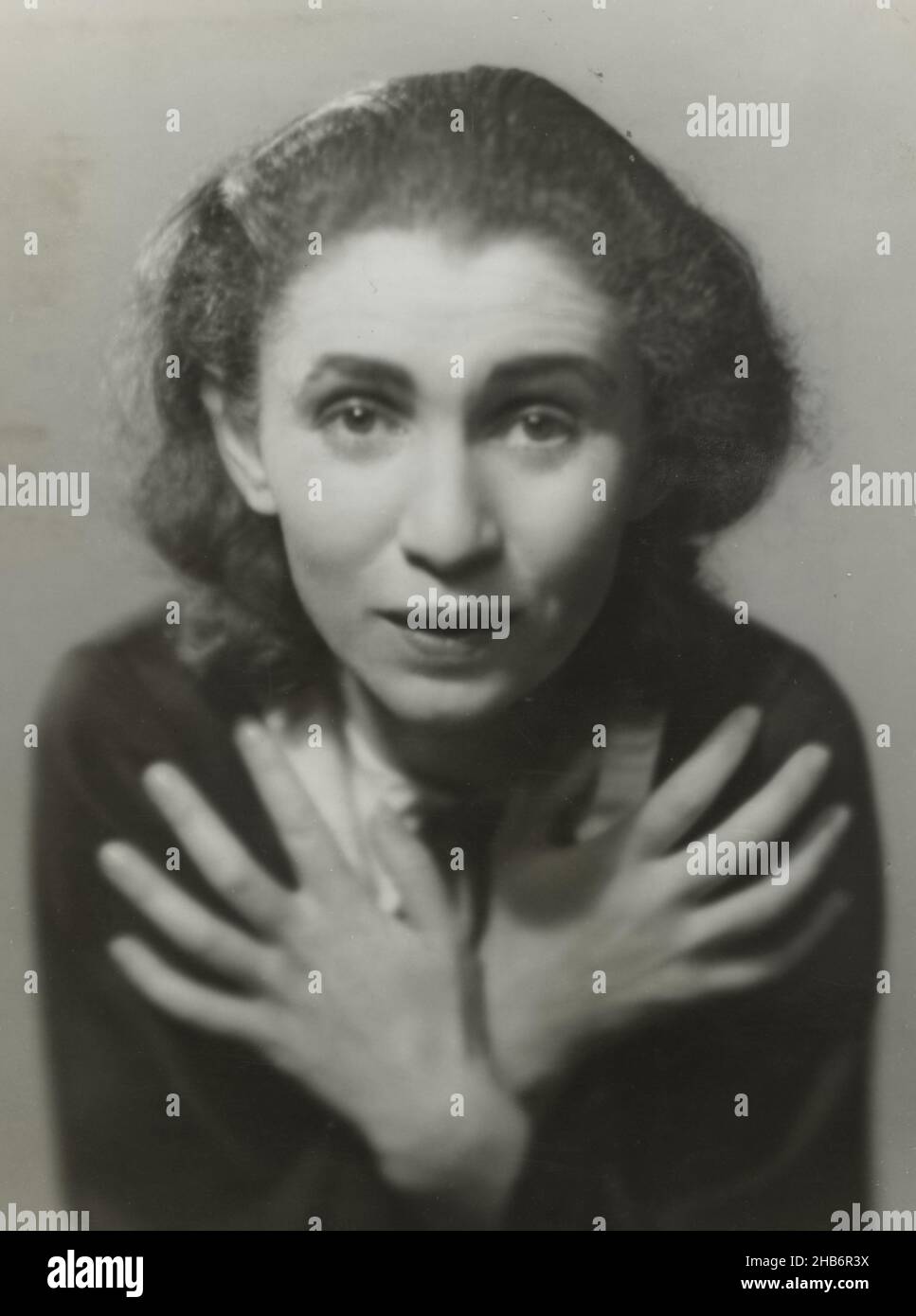 Portrait of Chaja Goldstein, Frontal portrait of woman with arms ...