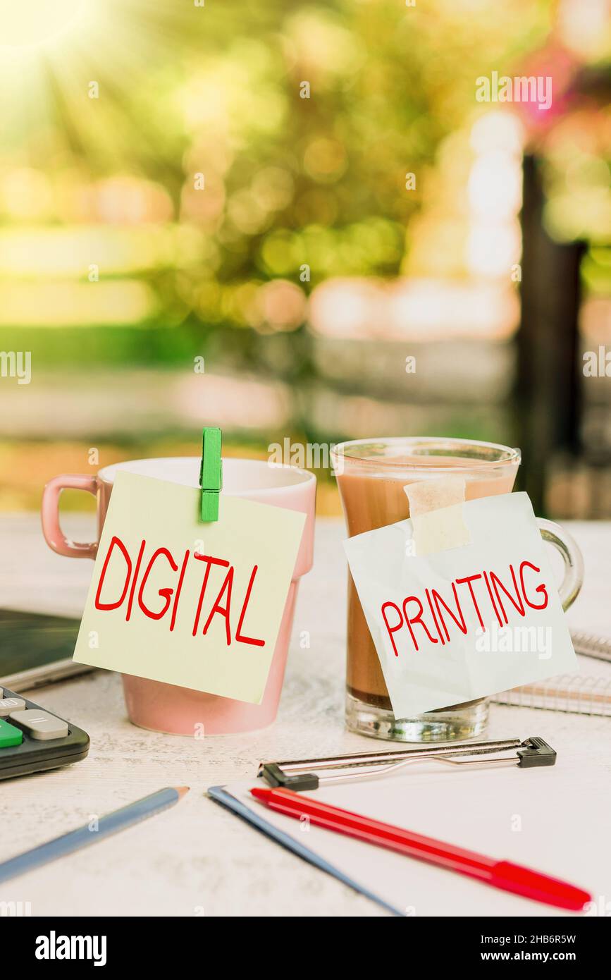 Conceptual caption Digital Printing. Business showcase digital based ...