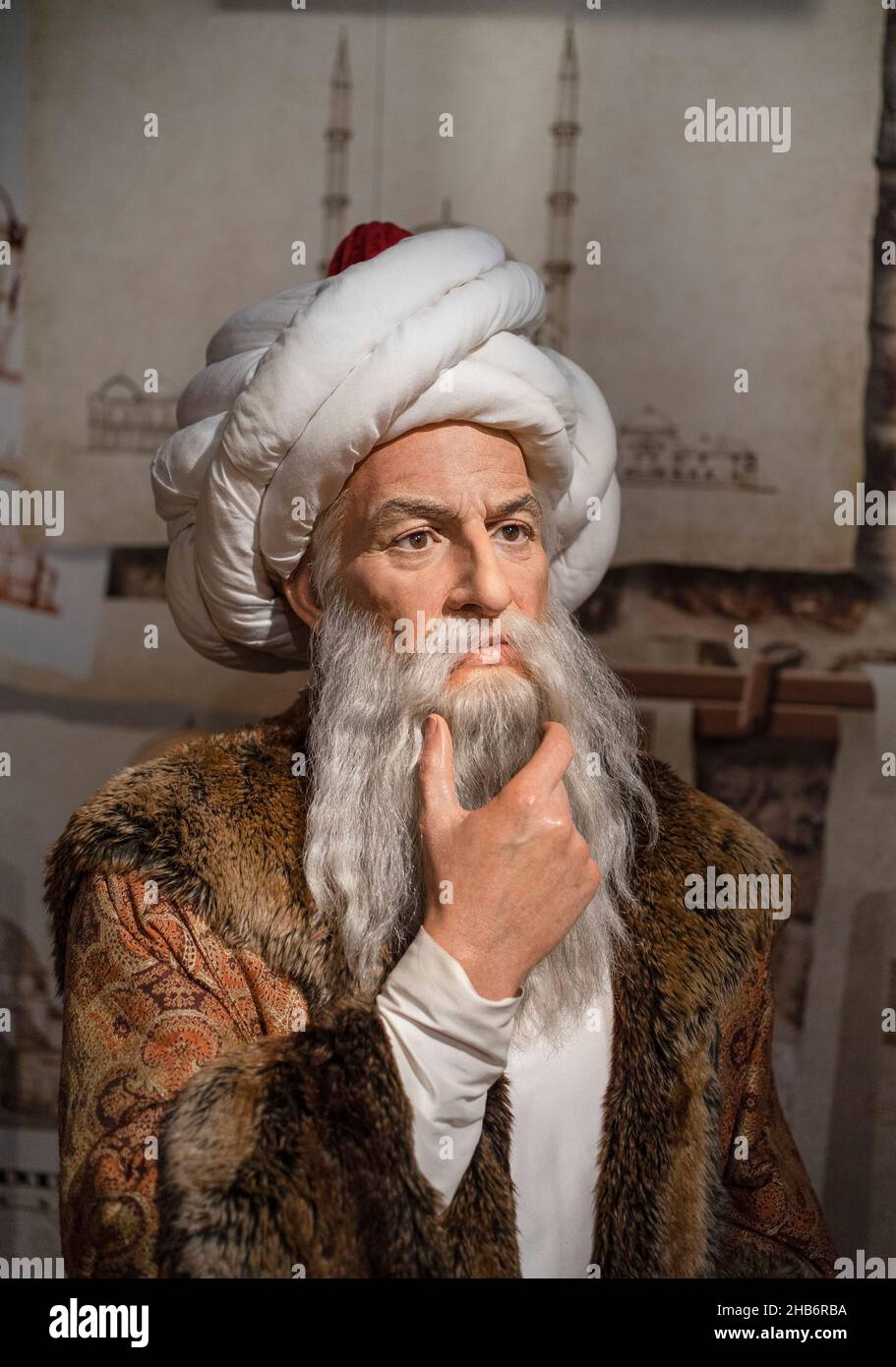 Mimar Sinan wax sculpture at Madame Tussauds Istanbul. Mimar Sinan was ...