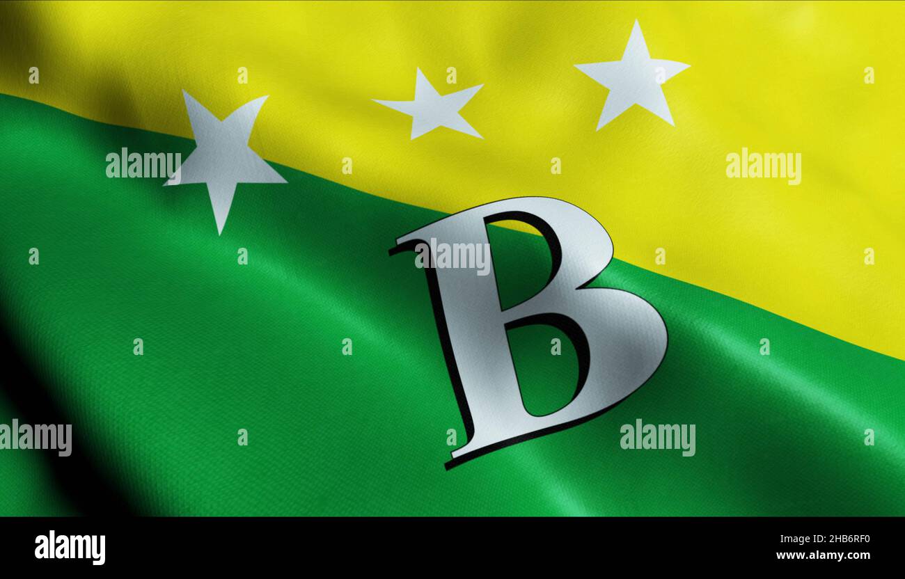 3D Illustration of a waving Panama province flag of Bocas del Toro ...