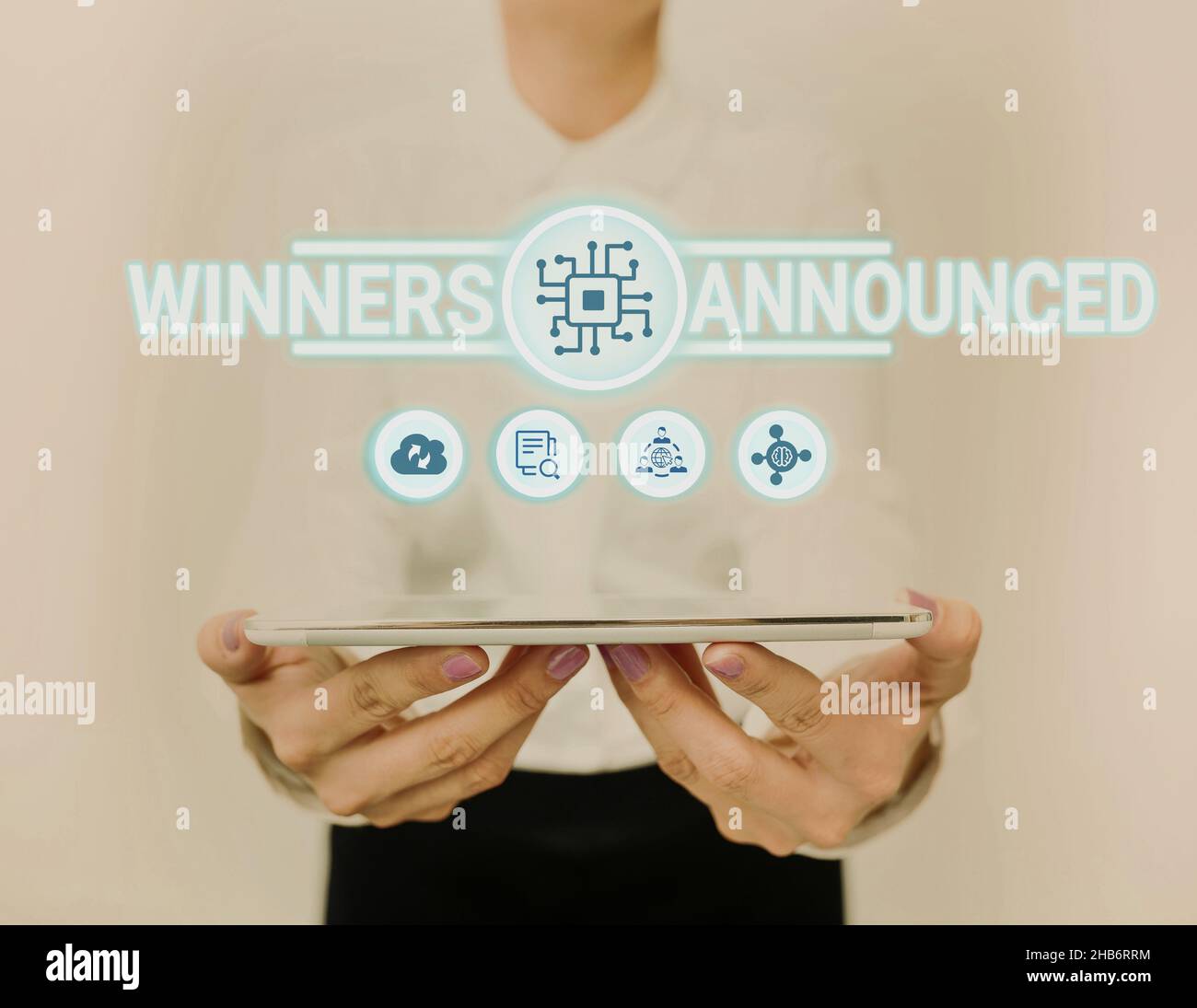 Text caption presenting Winners Announced. Word Written on Announcing ...