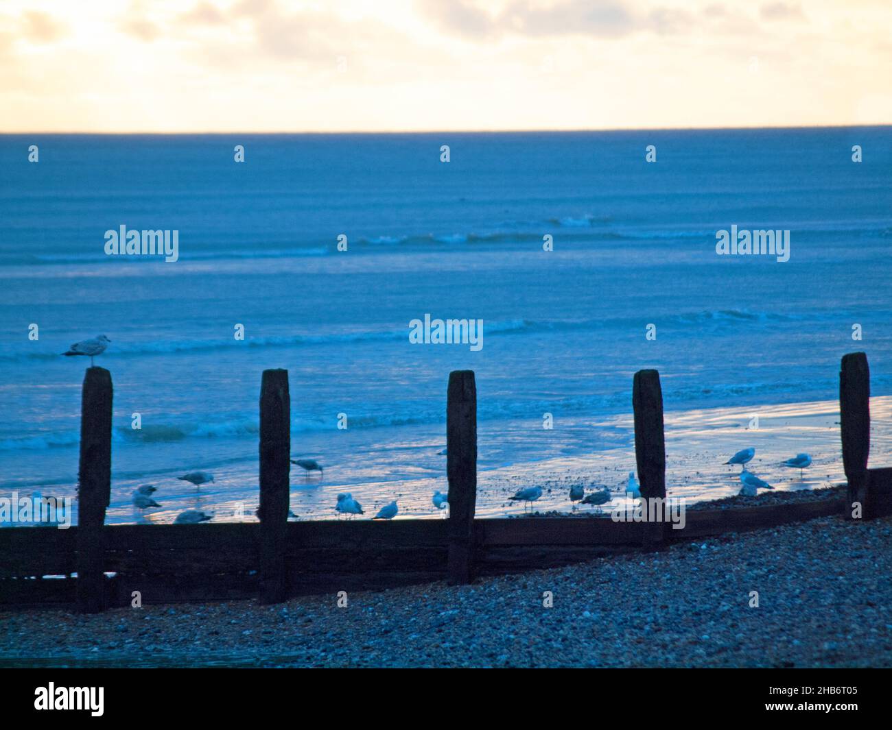 The beach at Worthing on a winter's evening Stock Photo - Alamy