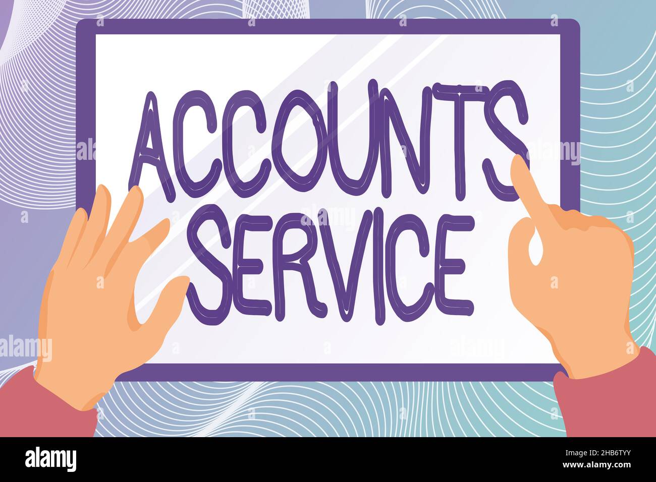 Writing displaying text Accounts Service. Business showcase accessing ...