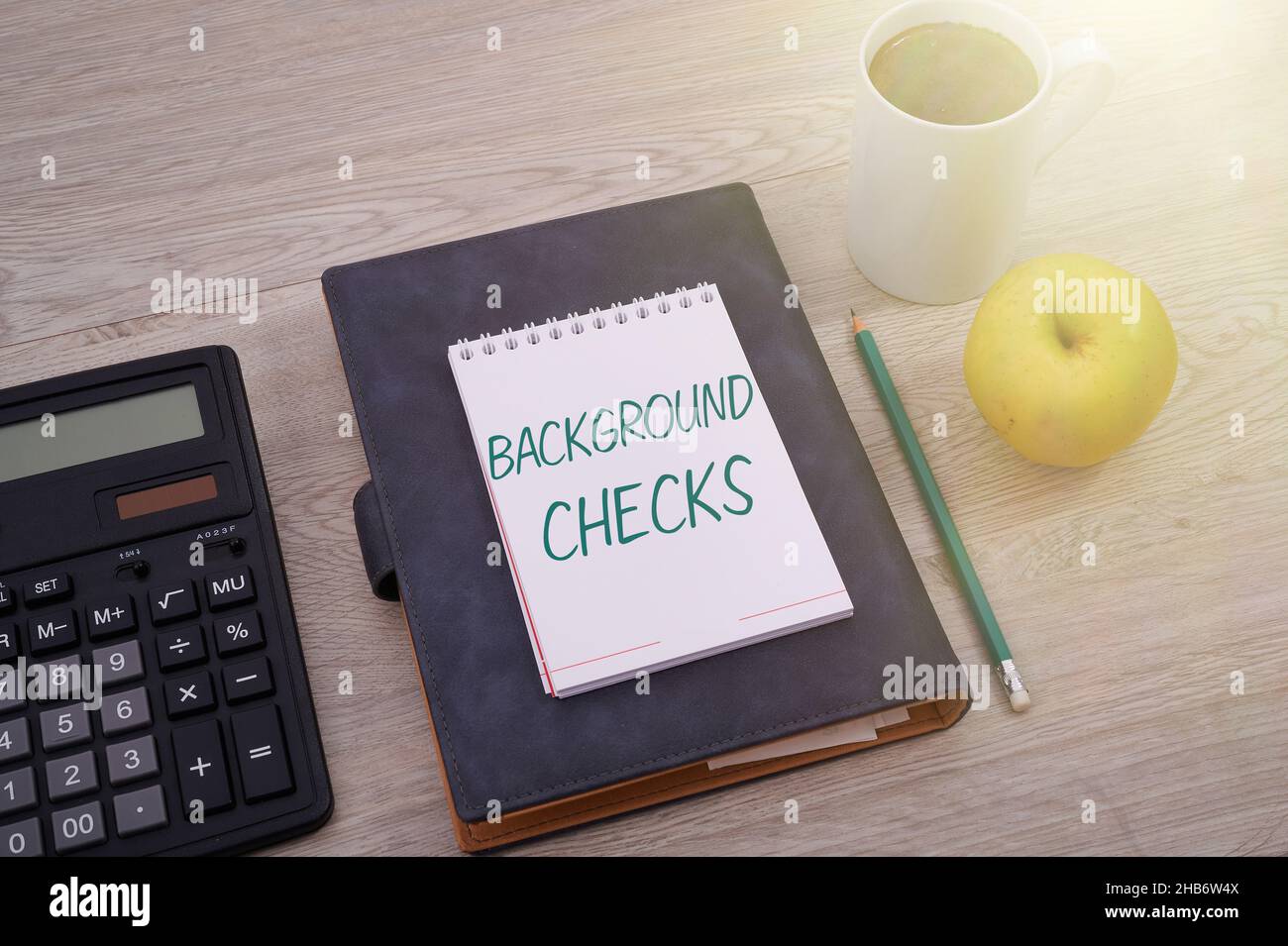 Text caption presenting Background Checks. Word Written on looking up ...