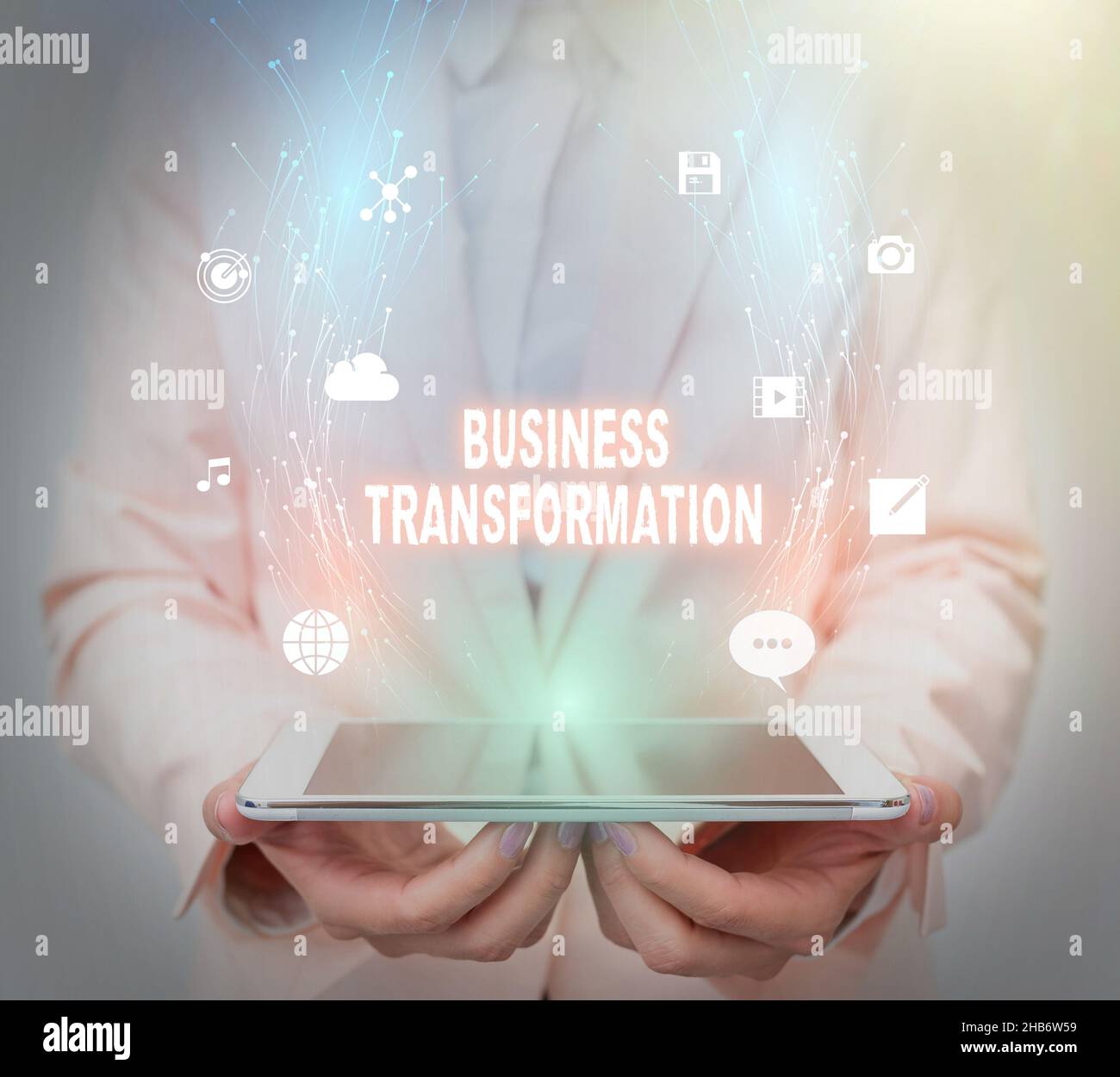 Text caption presenting Business Transformation. Concept meaning Align ...
