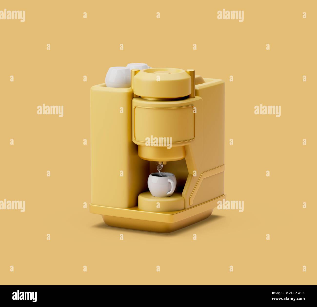 Simple automatic coffee machine with a cup of coffee 3d render ...