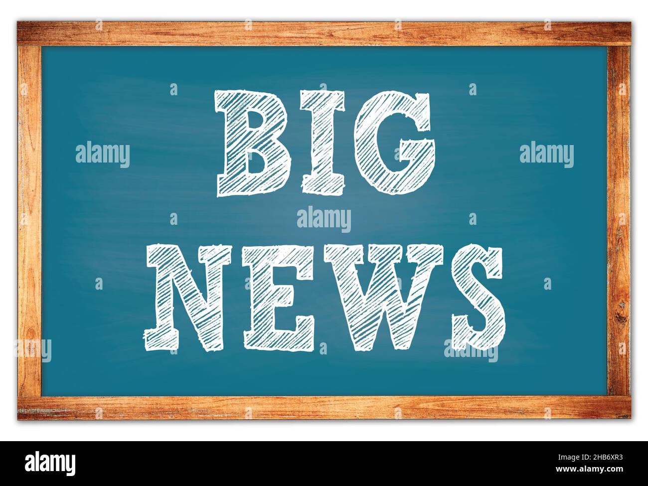BIG NEWS written on blue wooden frame school blackboard Stock Photo - Alamy