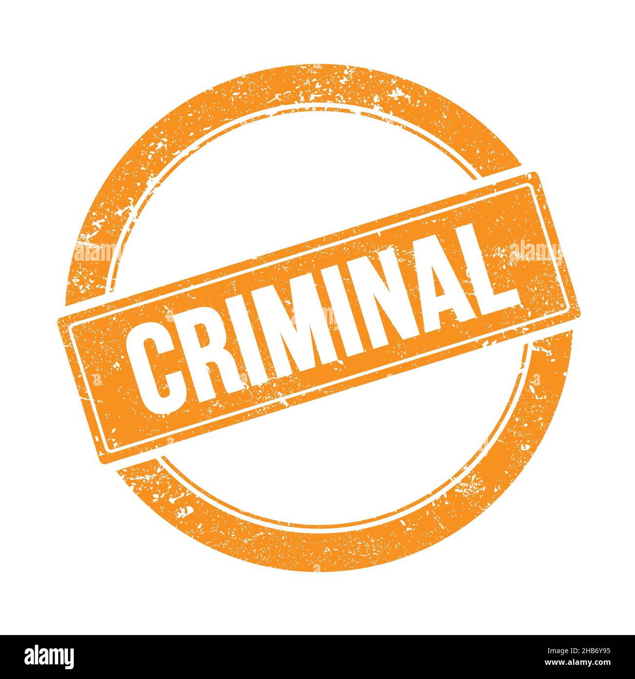 CRIMINAL text on orange grungy round vintage stamp Stock Photo - Alamy