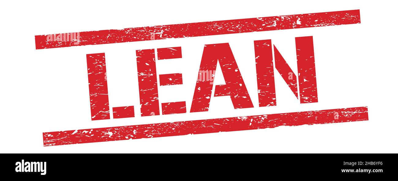 LEAN text on red grungy rectangle stamp sign Stock Photo - Alamy