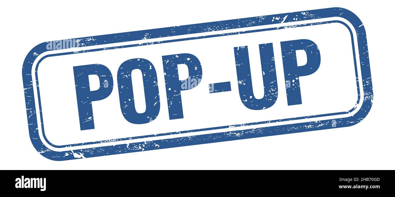 POP-UP text on blue grungy vintage rectangle stamp Stock Photo - Alamy