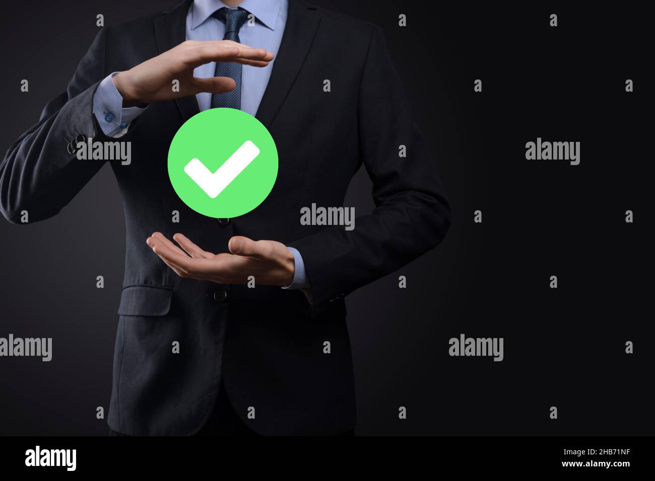 Hand holds green icon Check mark,Check Mark Sign, Tick Icon,right sign ...